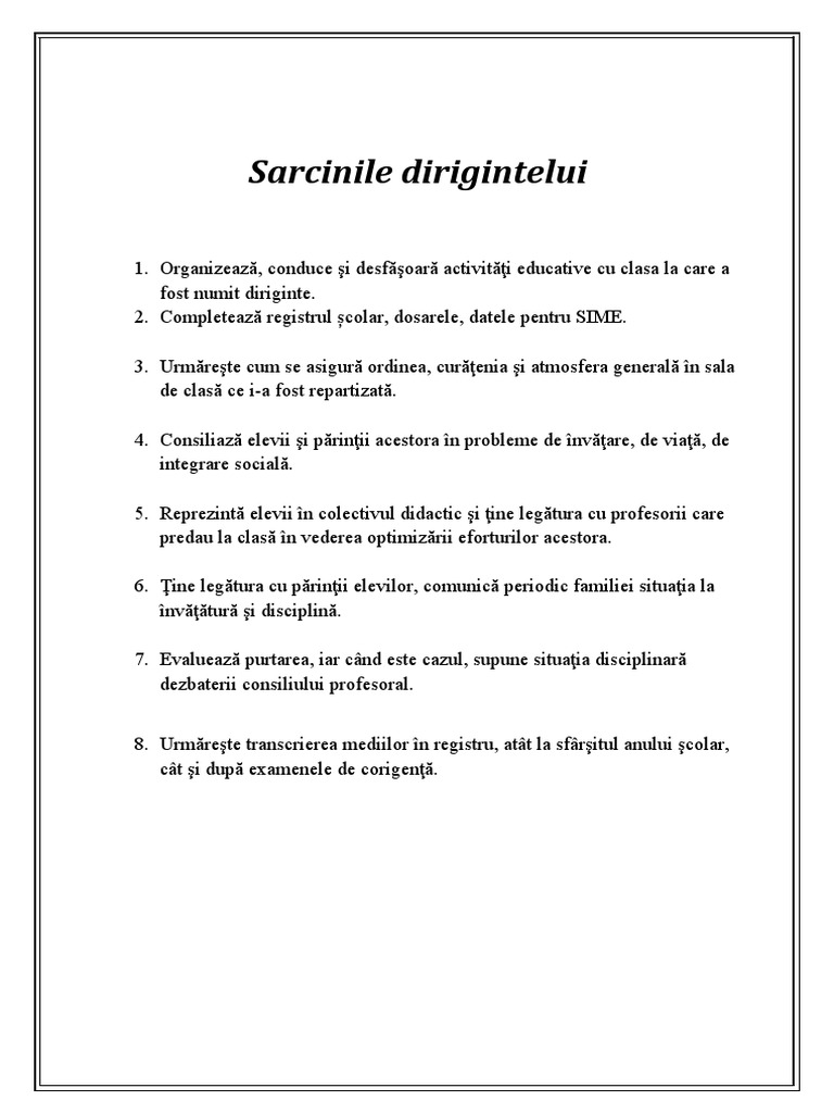 Sarcinile Dirigintelui | PDF