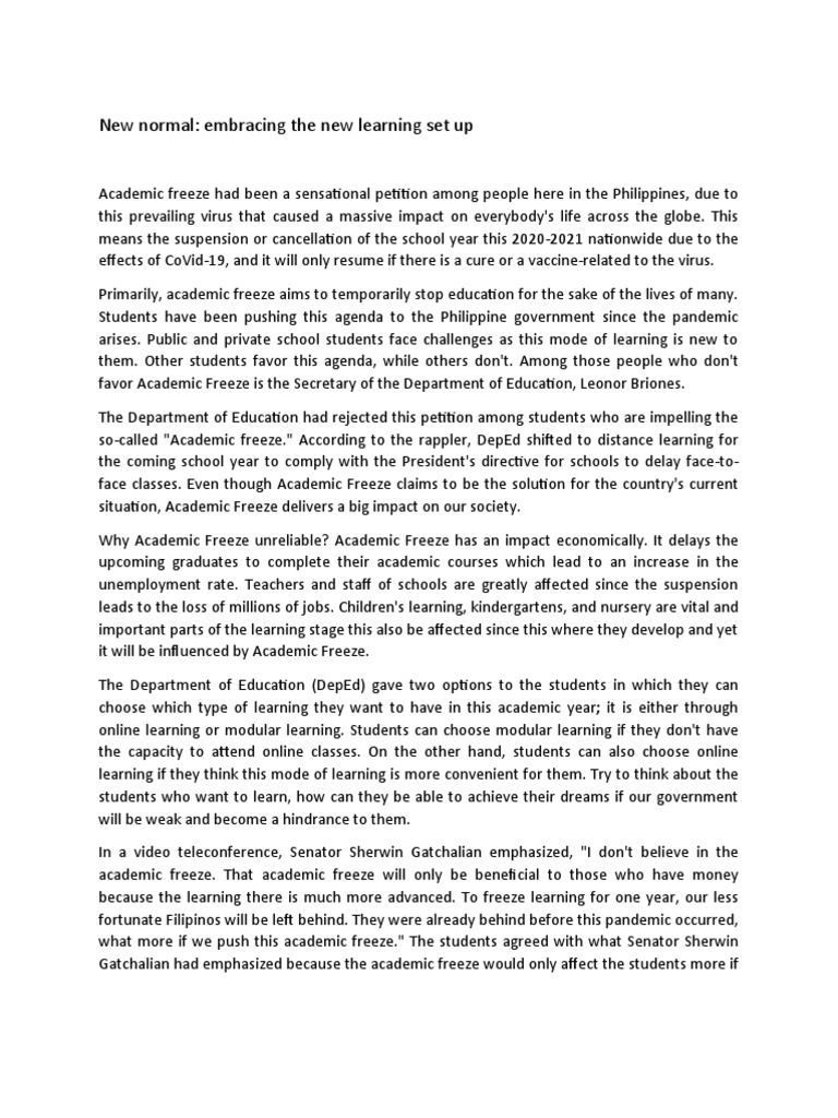 Impact of Academic Freeze in Education | PDF | Teachers | Educational ...