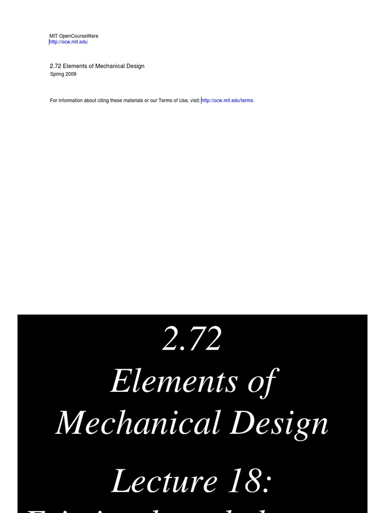 2.72 Elements of Mechanical Design: Mit Opencourseware | PDF | Friction ...