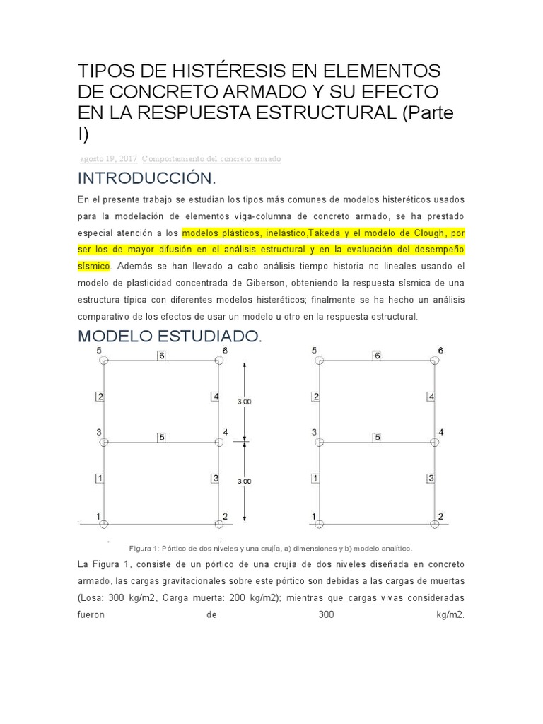 Tipos de Histéresis en Elementos de Concreto Armado y Su Efecto en La ...