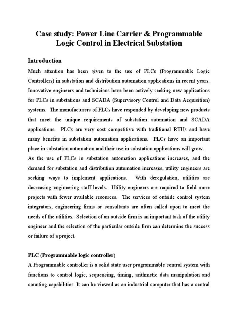 Case Study: Power Line Carrier & Programmable Logic Control in ...