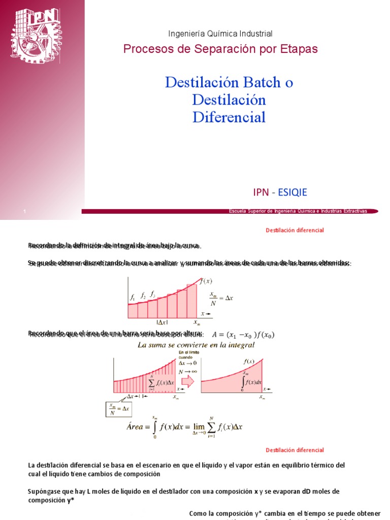 Destilacion Batch v5 | PDF | Destilación | Integral