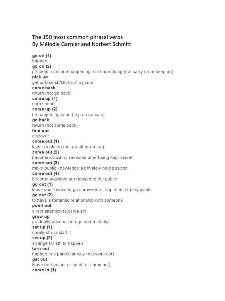 150 Common Phrasal Verbs Explained | PDF