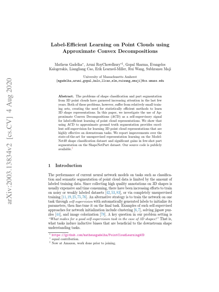 Label-Efficient Learning On Point Clouds Using Approximate Convex Decompositions | Descargar ...