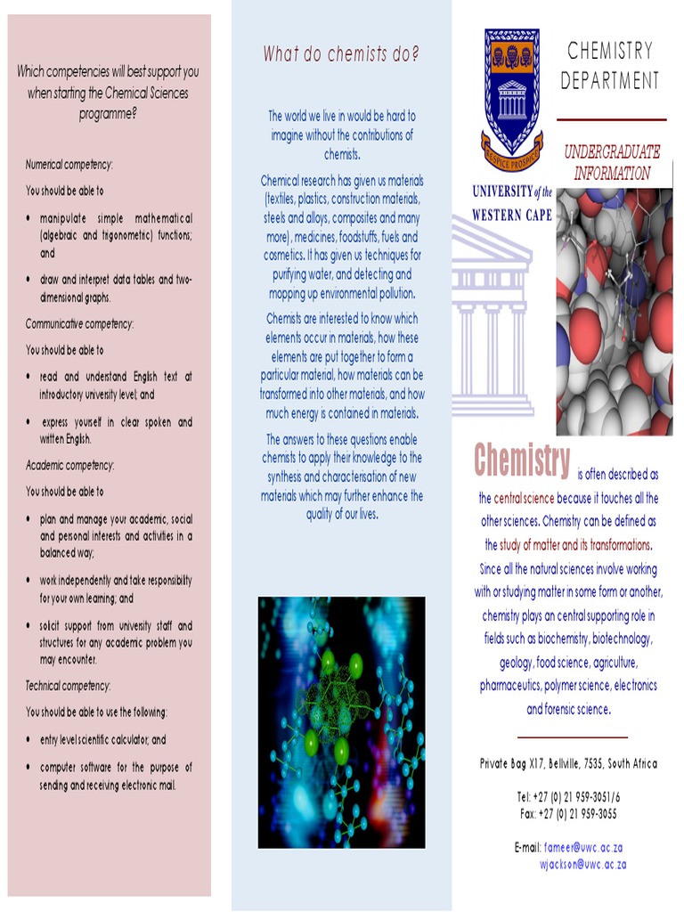 UWC Undergraduate Brochure Chemistry 2 | PDF | Chemistry | Science