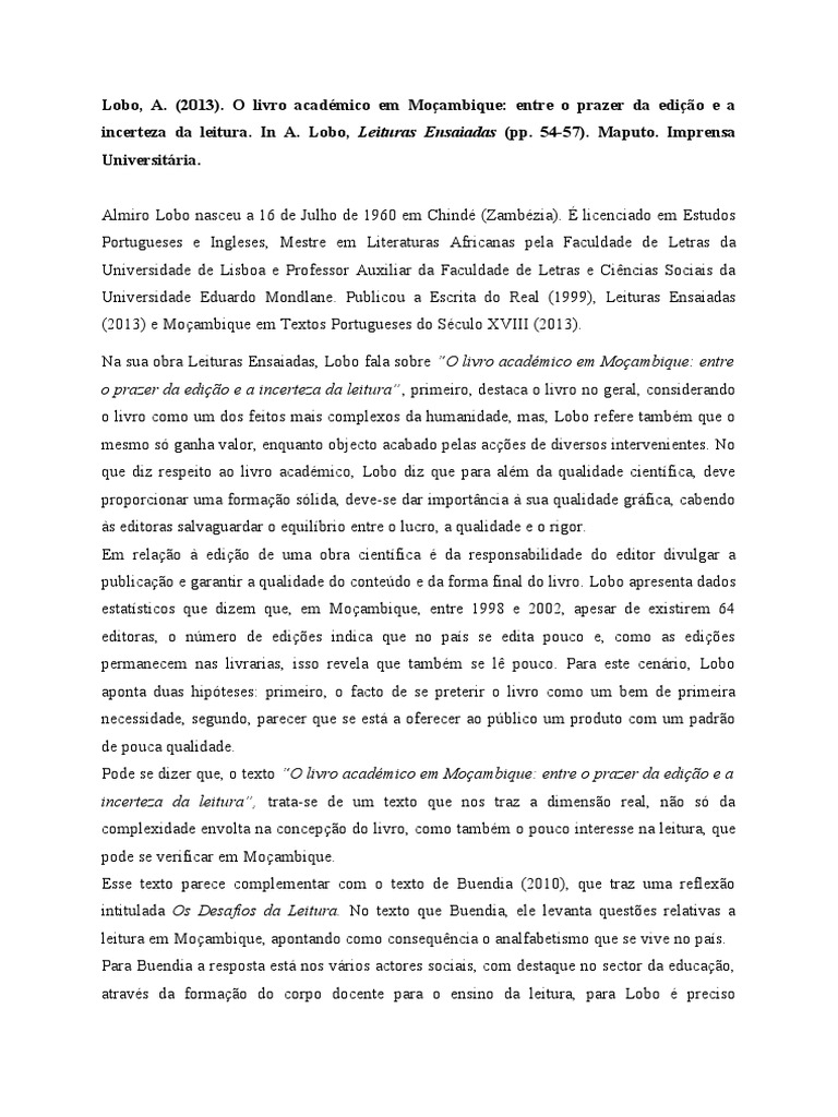 A.lobo (2013) - Aminudine-Recensao - Critica | PDF | Livros | Science