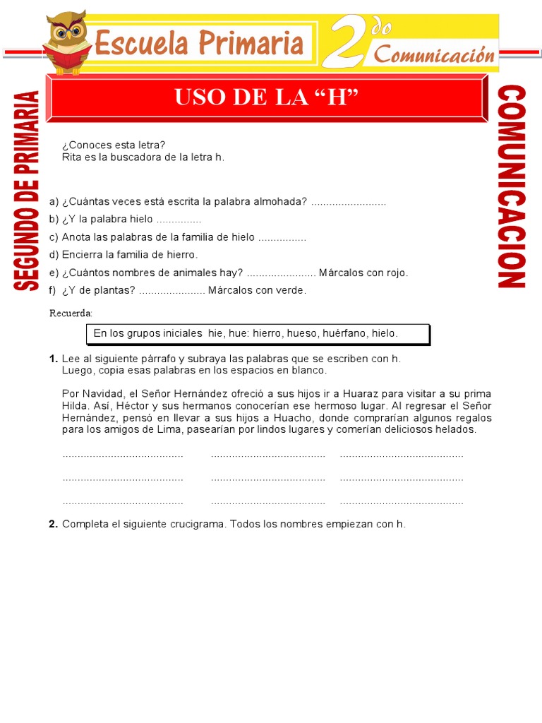 Uso de La H para Segundo de Primaria | PDF