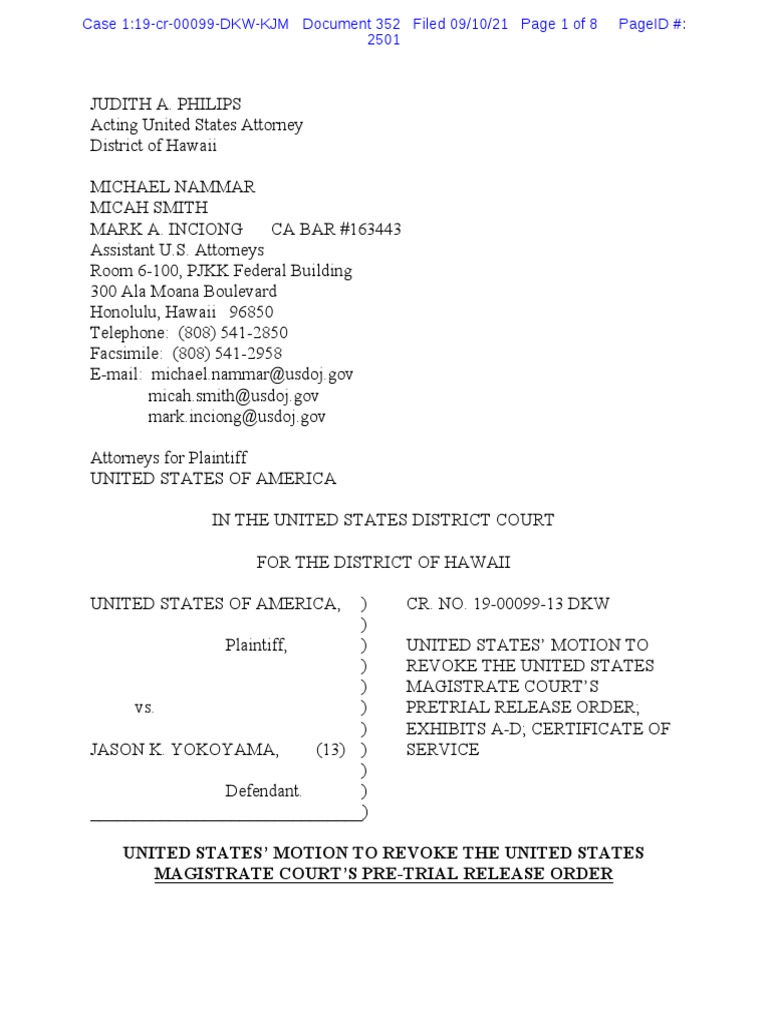 Motion To Revoke Magistrate Court's Pretrial Release Order | PDF | Bail ...