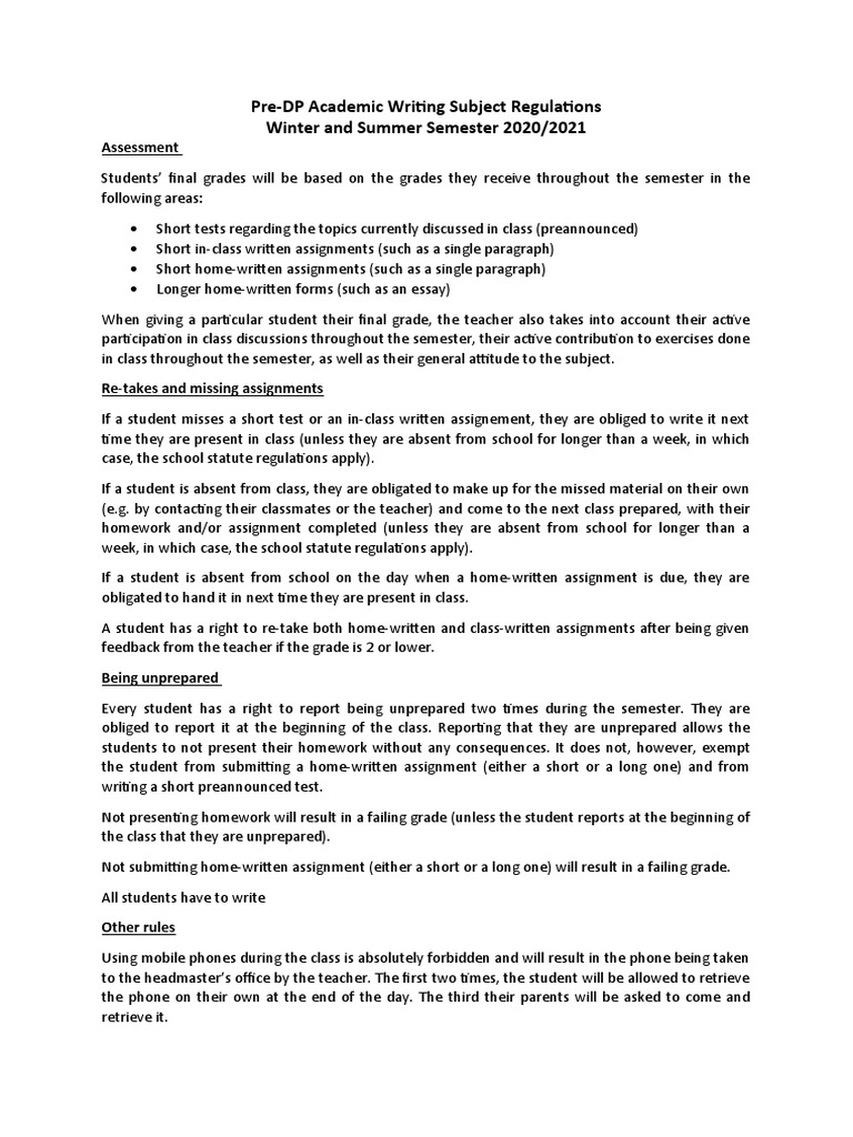 Academic Writing Rules and Regs | PDF | Homework | Learning