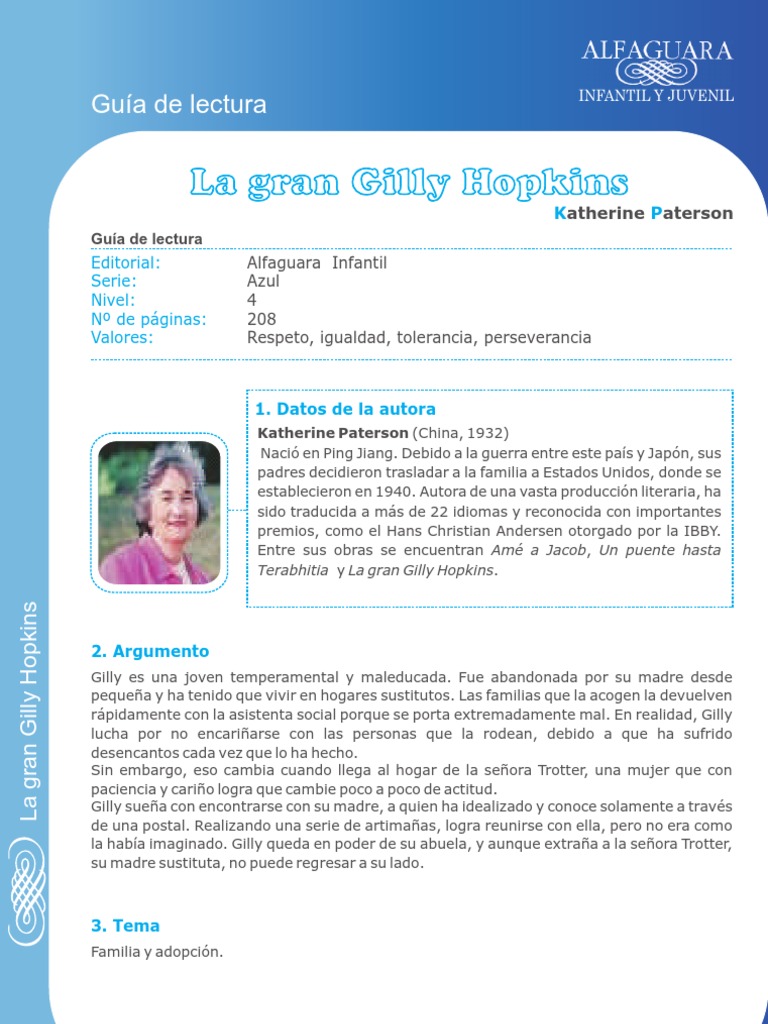 Guía de lectura: La gran Gilly Hopkins | PDF | Amor