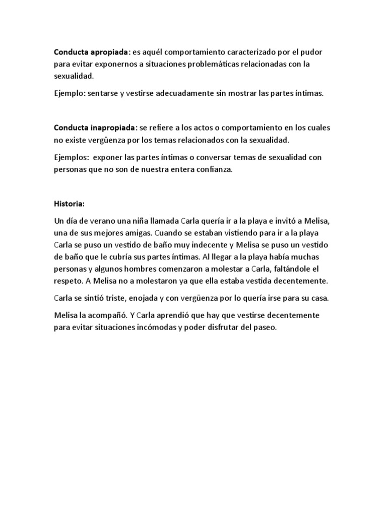 Conducta Apropiada e Inapropiada | PDF