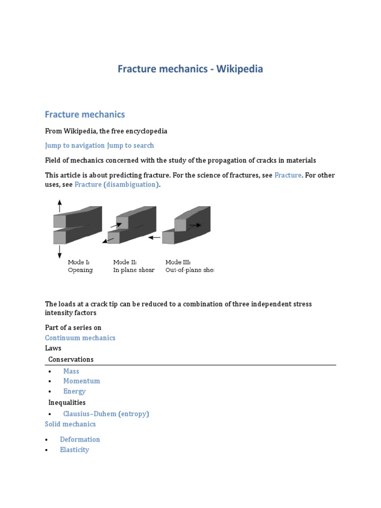 Fracture Mechanics - Wikipedia | PDF | Fracture Mechanics | Fracture
