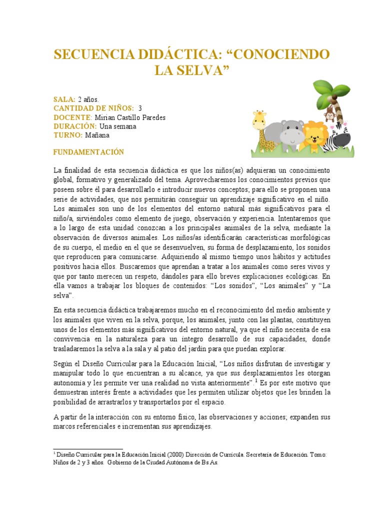 Secuencia Didáctica La Selva | PDF | Plan de estudios | Educación de la ...