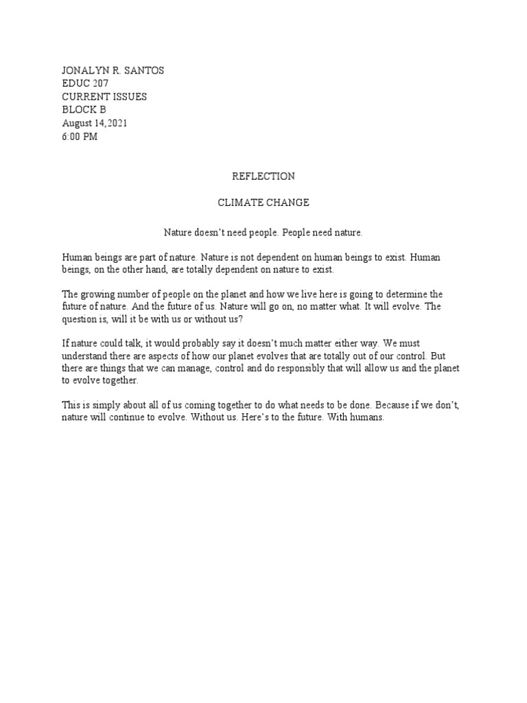 Reflection Climate Change | PDF