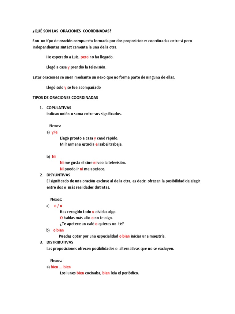 Qué Son Las Oraciones Coordinadas | PDF | Oración (Lingüística) | Sintaxis