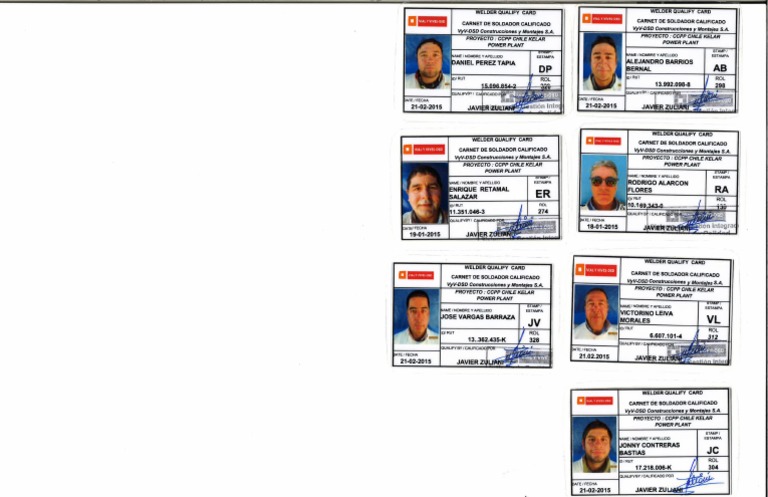 Welder ID Card 1 To 8 Front | PDF