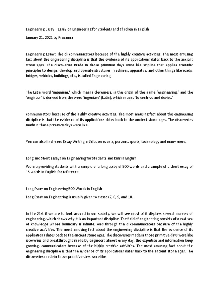 Engineering Essay | PDF | Engineering | Essays