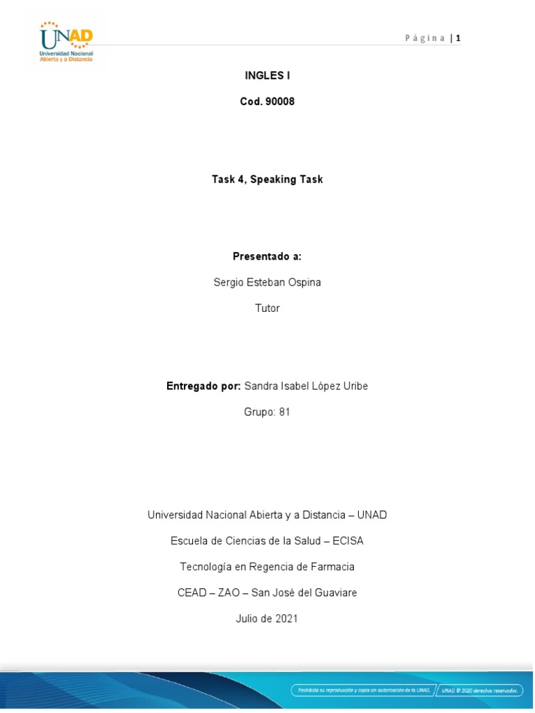 Task 4, Speaking Task | PDF