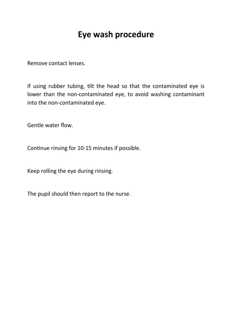 Eye Wash Procedure | PDF