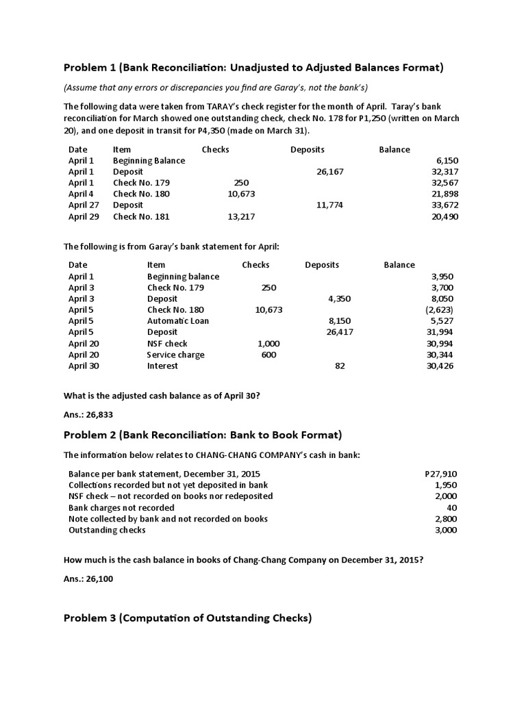 Proof of Cash Problems 4 PDF Free | PDF | Cheque | Banks