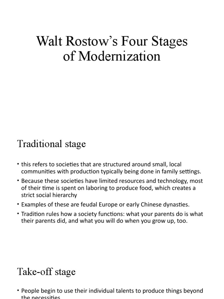 Walt Rostow's Four Stages of Modernization | PDF | Modernization Theory ...