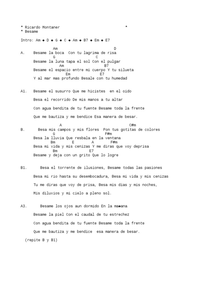 Acordes De Guitarra Besame