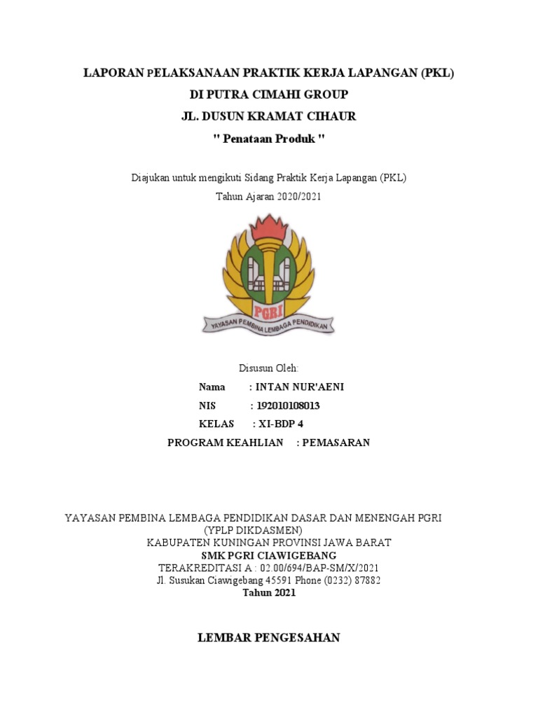 LAPORAN PKL (Intan Nur'aeni PM 4) | PDF