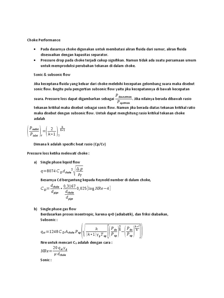 Choke Performance | PDF