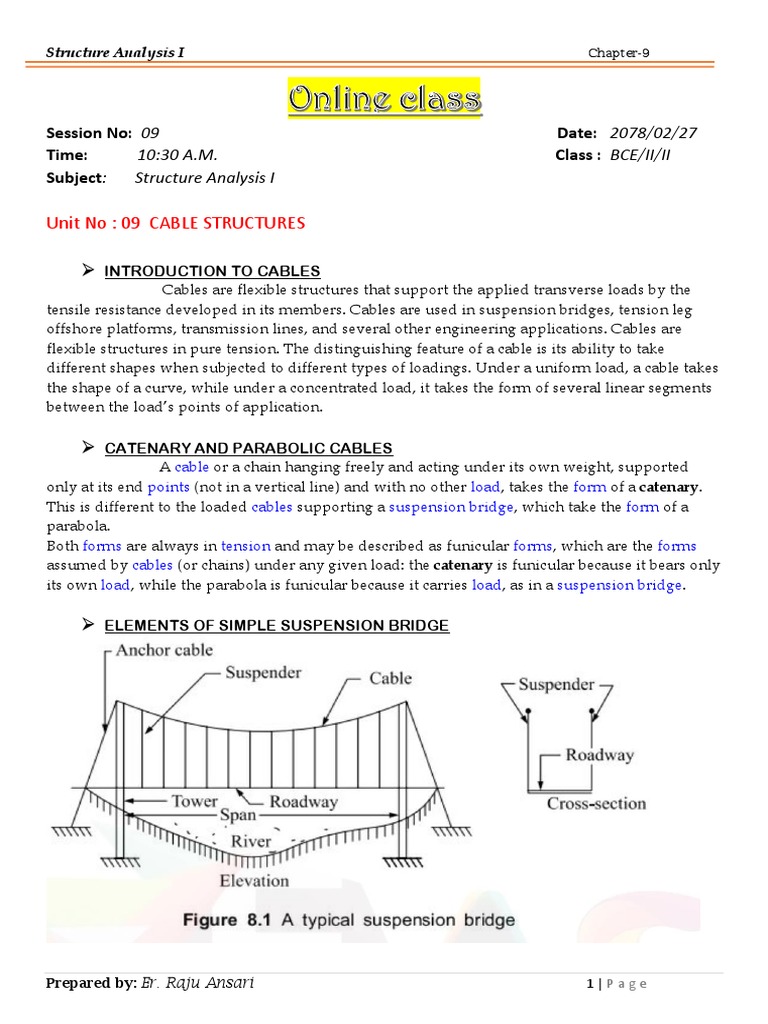 Unit No: 09 Cable Structures | Download Free PDF | Classical Mechanics ...