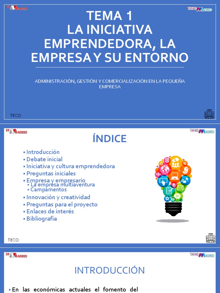 Tema 1 La Iniciativa Emprendedora La Empresa Pdf Iniciativa
