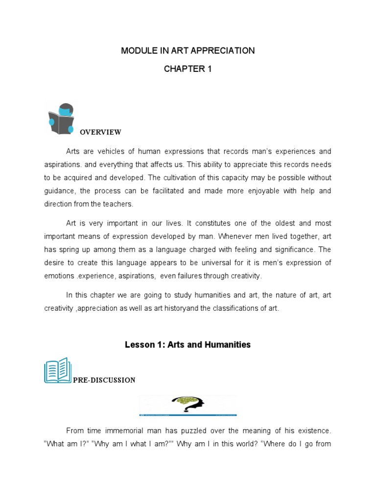 Module in Art Appreciation: Lesson 1: Arts and Humanities | PDF | Humanities | Humanism