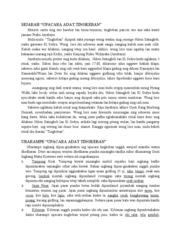 Sejarah Tingkeban | PDF