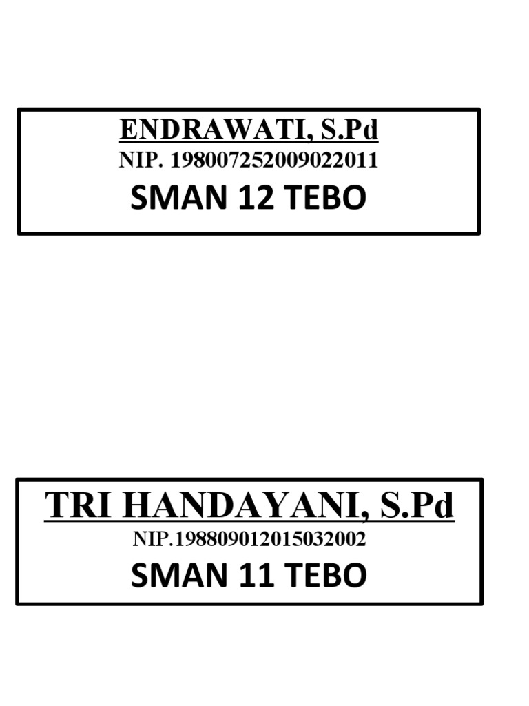 Label Nama Meja Pengawas UN | PDF