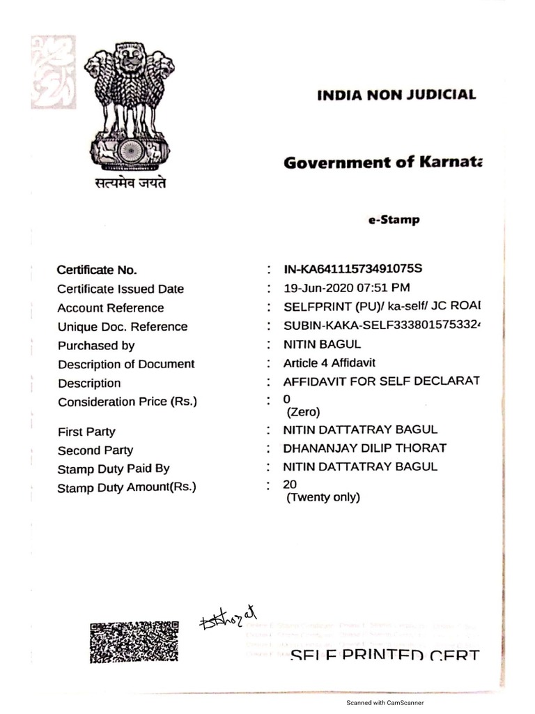 Affidavit For Self Declaration | PDF