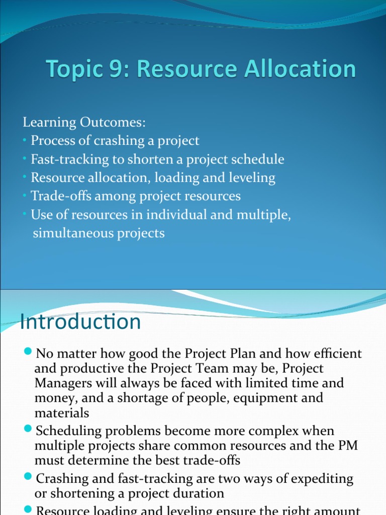 Topic 9 Resource Allocation