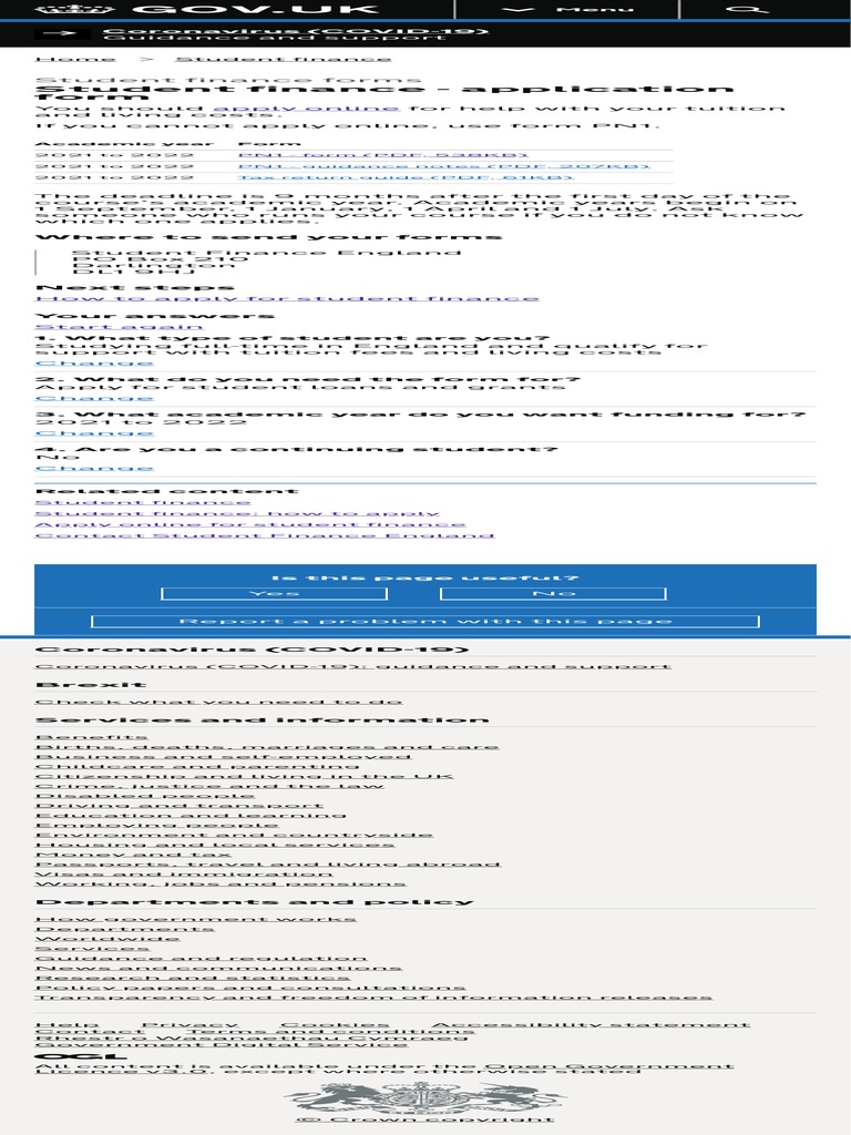 Student Finance - Application Form - Student Finance Forms - GOV - Uk ...