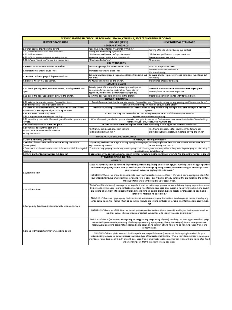 Service Standard Checklist | PDF