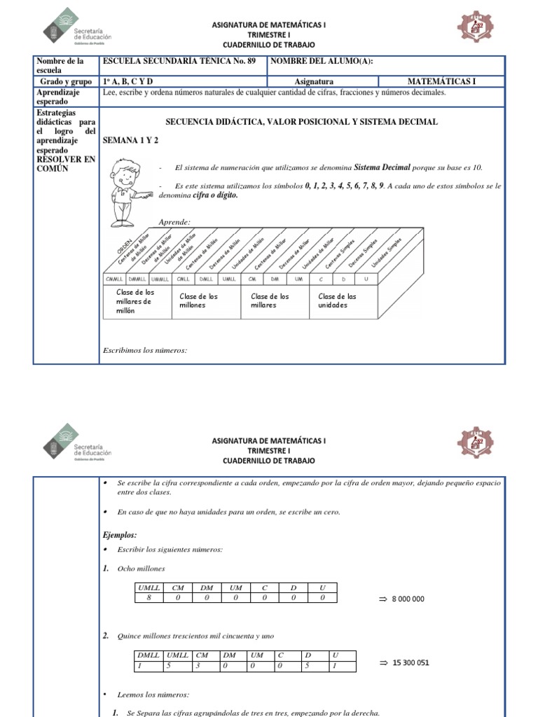 Sistema Decimal y Valor Posicional | PDF | Decimal | Notación