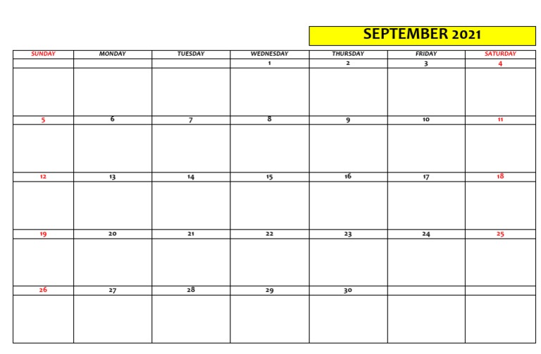 September 2021 Calendar Layout | PDF