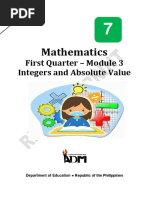 Math7 - q1 - Mod5 - Operations On Integers | PDF | Subtraction | Division (Mathematics)