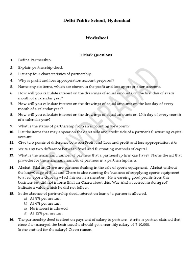 Partnership Fundamentals - Worksheet | PDF | Interest | Partnership