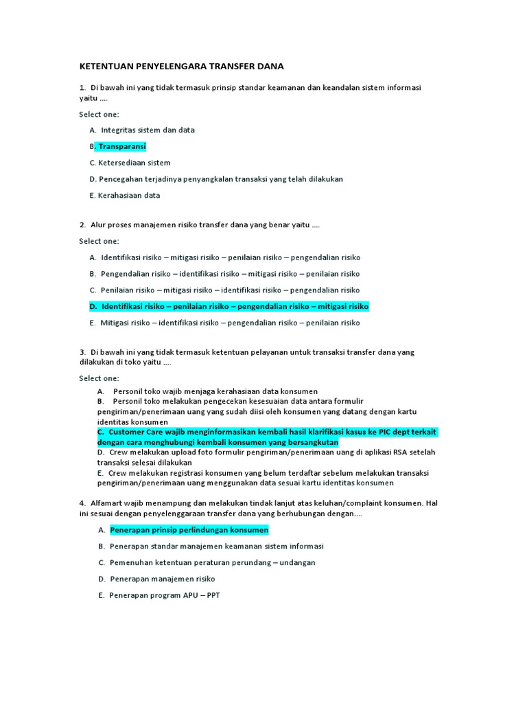 Kisi-Kisi Penyelengara Transfer Dana (PTD) | PDF | Bisnis | Hukum