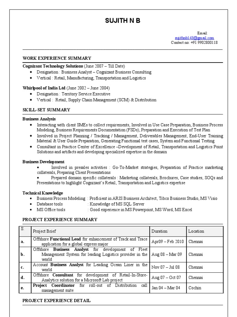 Sujith N B Resume | PDF | Logistics | Business