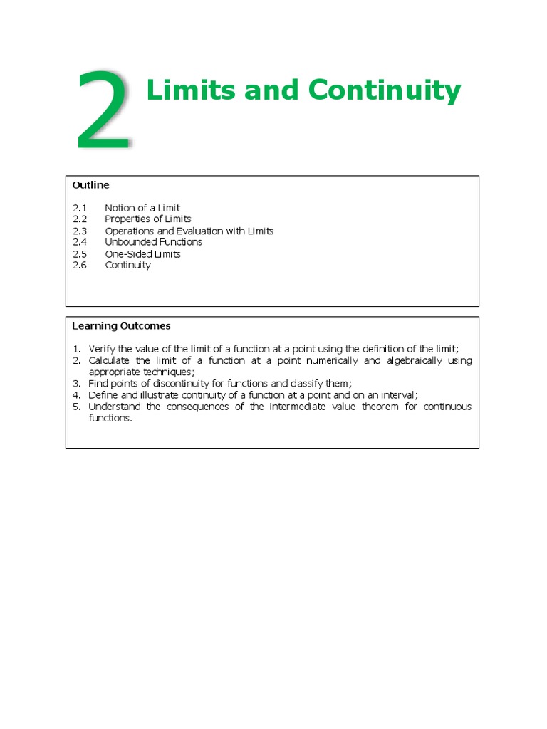 Chapter 2 Limits and Continuity | PDF | Continuous Function | Function (Mathematics)
