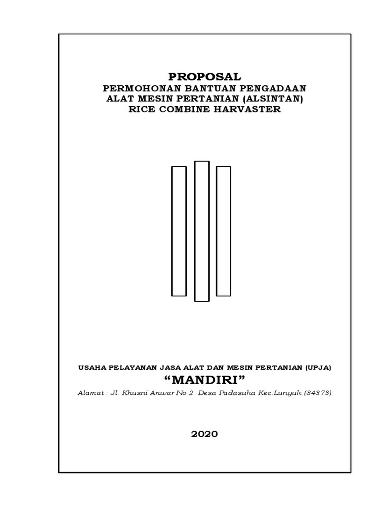 Proposal Alsintan Combine Padi | PDF