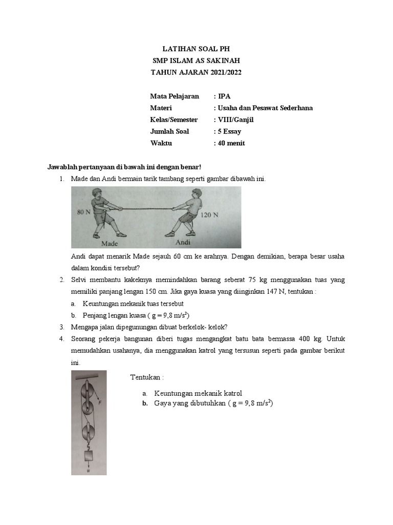 LATIHAN SOAL PH Kelas 8 | PDF