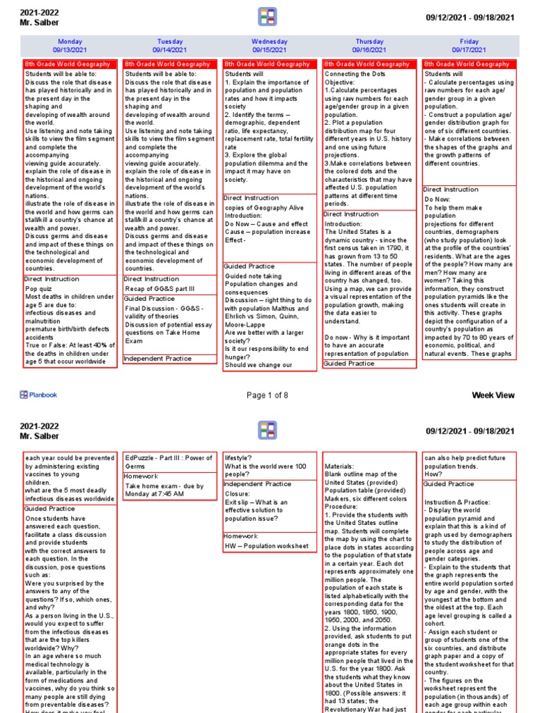 8th Grade World Geography Lesson Plans Week 8 | PDF | Geography | Policy