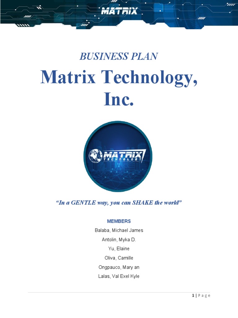 Matrix Technology, Inc.: Business Plan | PDF | Equity (Finance) | Marketing