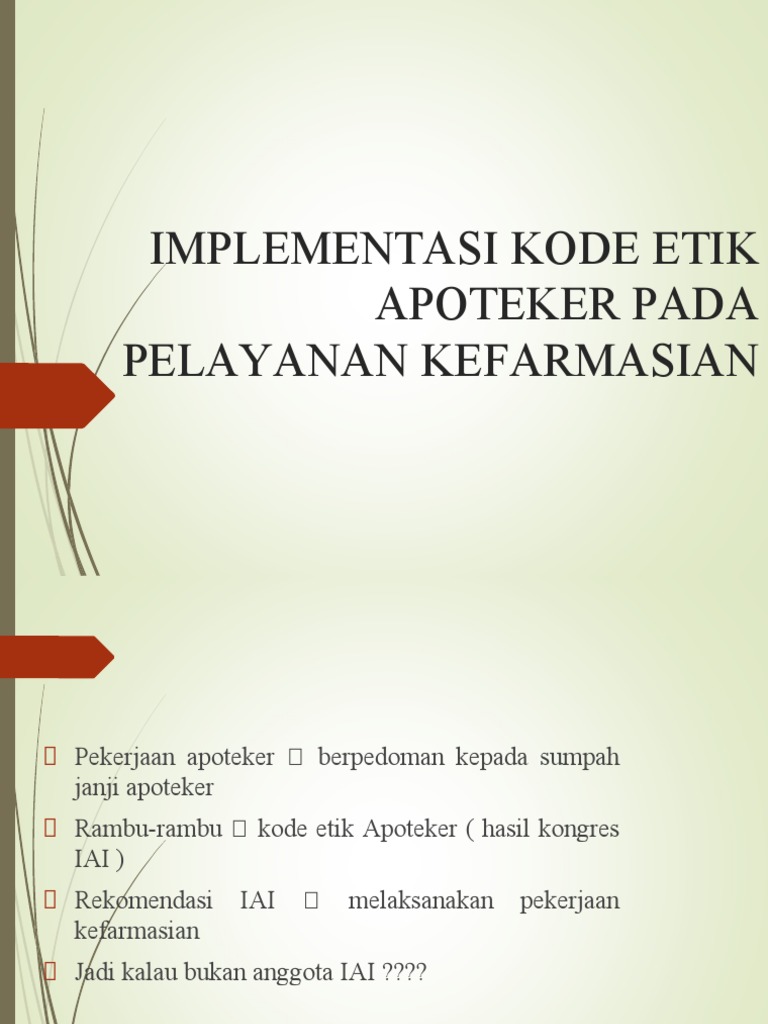 Implementasi Kode Etik Apoteker | PDF