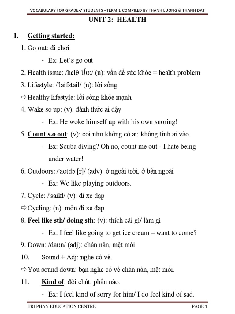 Vocabulary Unit 2 Grade 7 | PDF